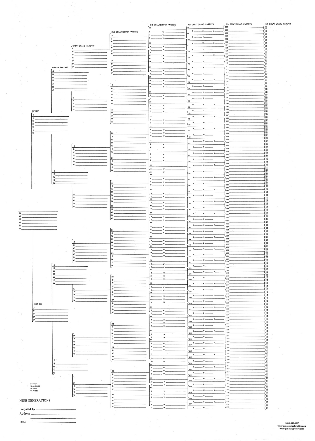 9-Generation Chart – International Institute of Genealogical Studies Store
